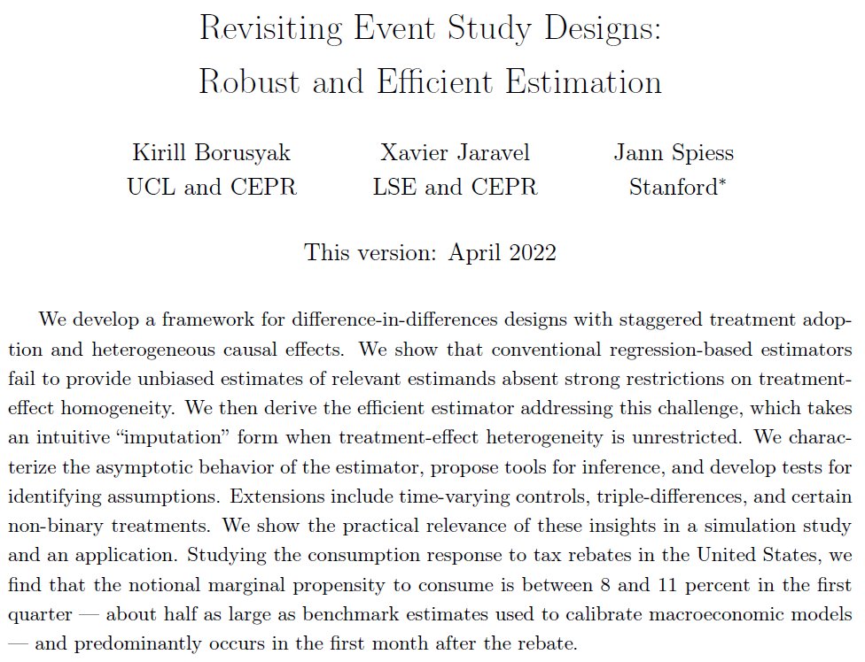 Kirill Borusyak on Twitter: "📢@XJaravel, @jannspiess and I just posted a new draft of ...