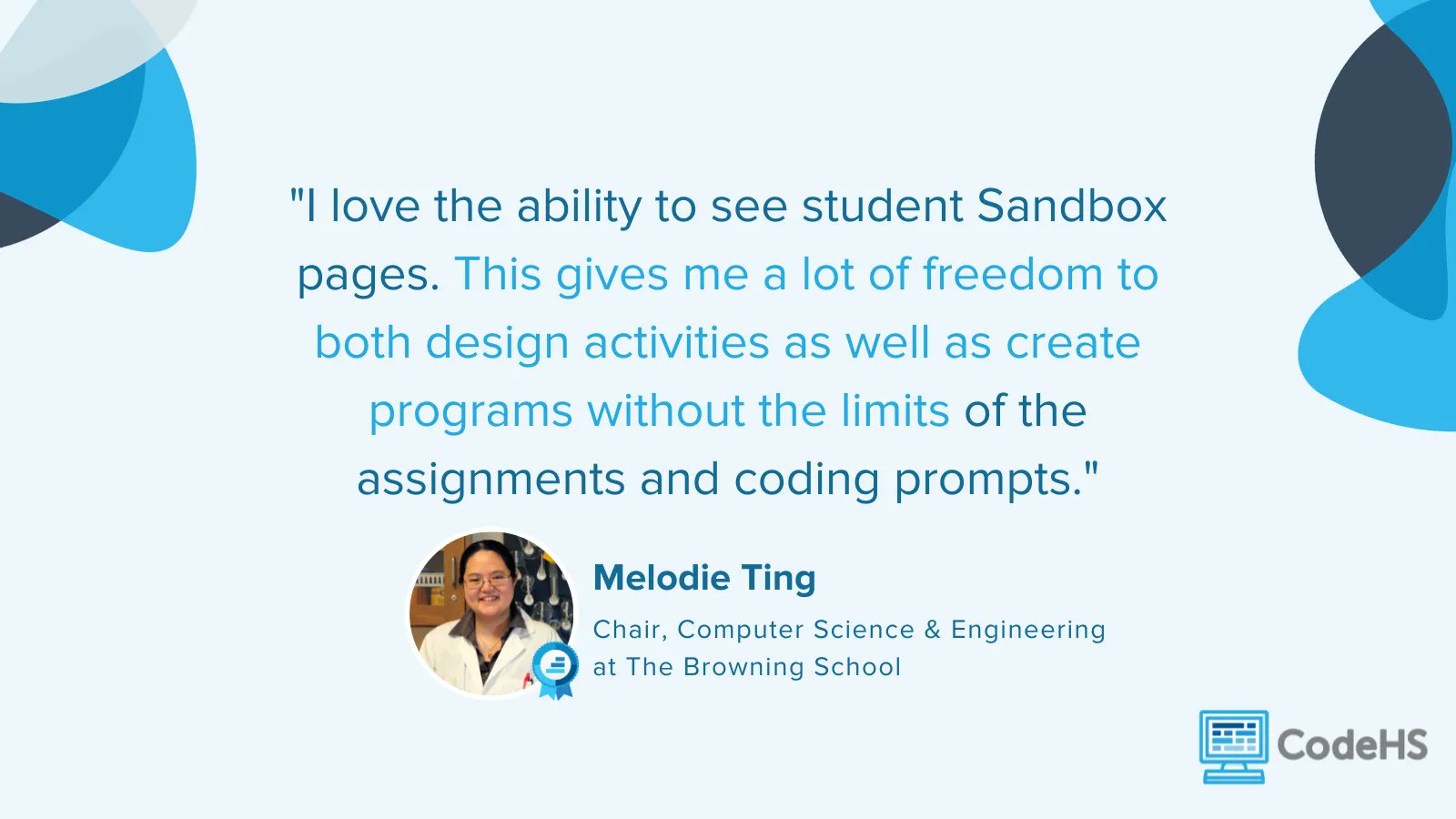 CodeHS on Twitter: "Welcome Melodie Ting, a passionate educator at The Browning School in New ...