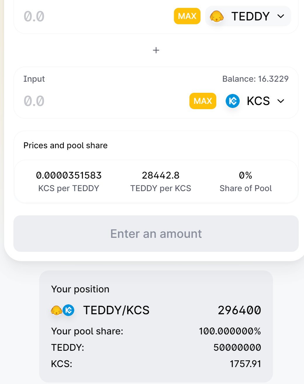 TeddyDoge on Twitter: "We just added 50 million Teddy and the equivalent of 1757.91 KCS to ...