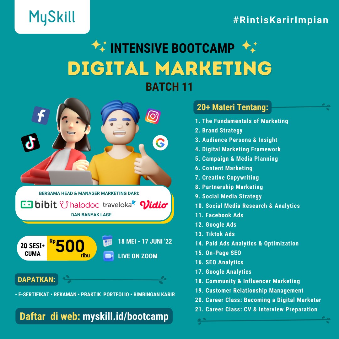 Si Paling Belajar on Twitter: "Intensive Bootcamp : Digital Marketing batch 11 🧿 Total 20+ Sesi ...