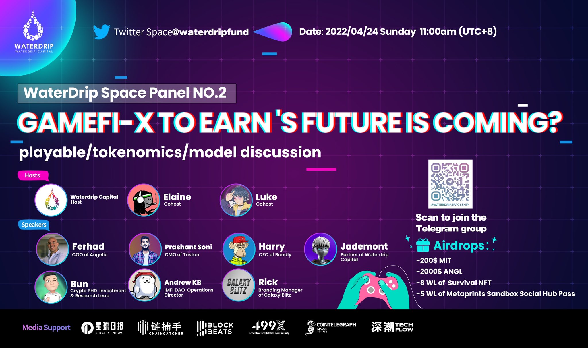 Waterdrip Capital on Twitter: "🎁#GameFi Space Panel Free Token #Giveaways 20 seats total 💵Bonus ...