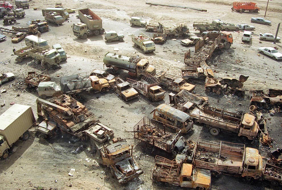 THE HIGHWAY OF DEATH This stretch of road, which runs south from ...