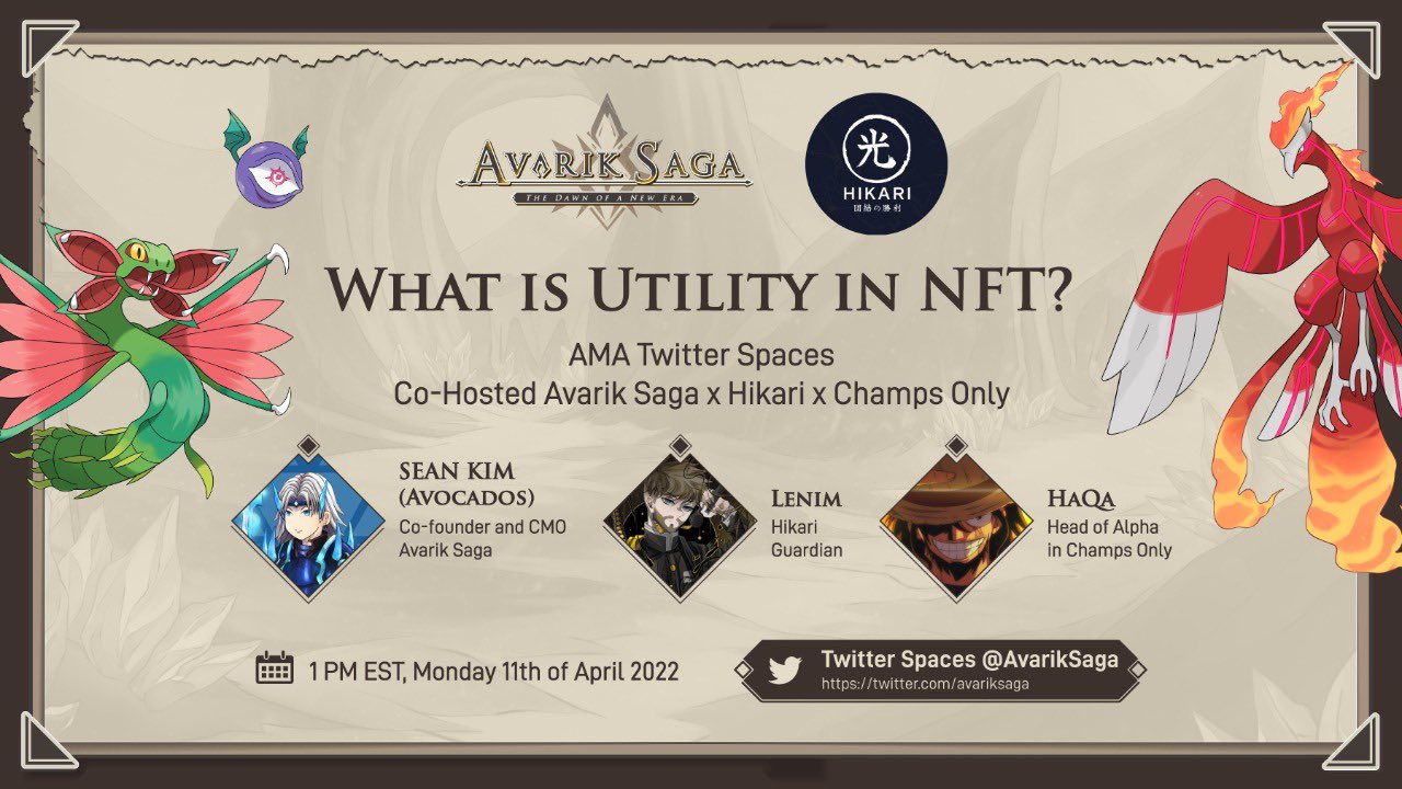 Avarik Saga NFT on Twitter: "Avarik x Hikari x Champs Only AMA 🔥 It's a pleasure to host an AMA ...