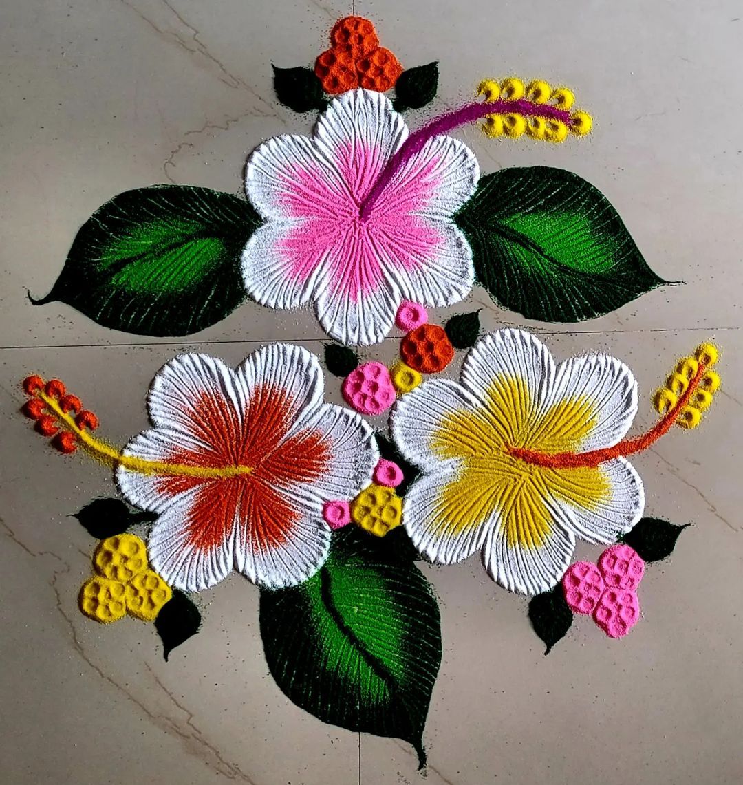 Beautiful Rangoli Designs With Flowers