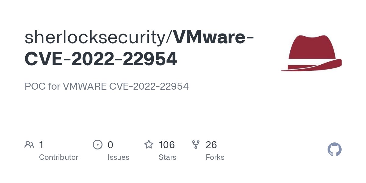 Ptrace Security GmbH on Twitter: "POC for VMWARE CVE-2022-22954 https://t.co/ccJOpbaqw1 # ...