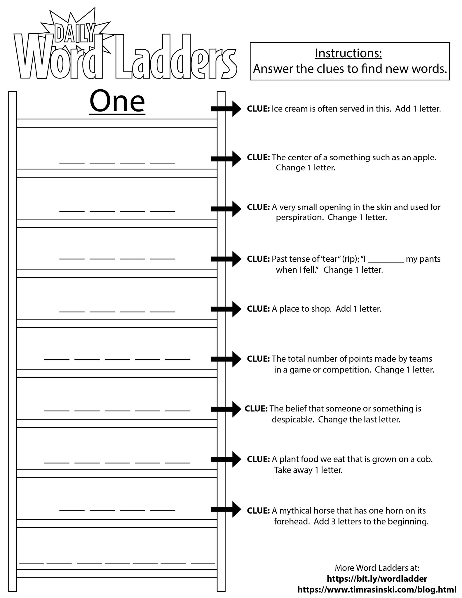 Tim Rasinski on Twitter: "Word Ladder Wednesday! Here's a word ladder ...