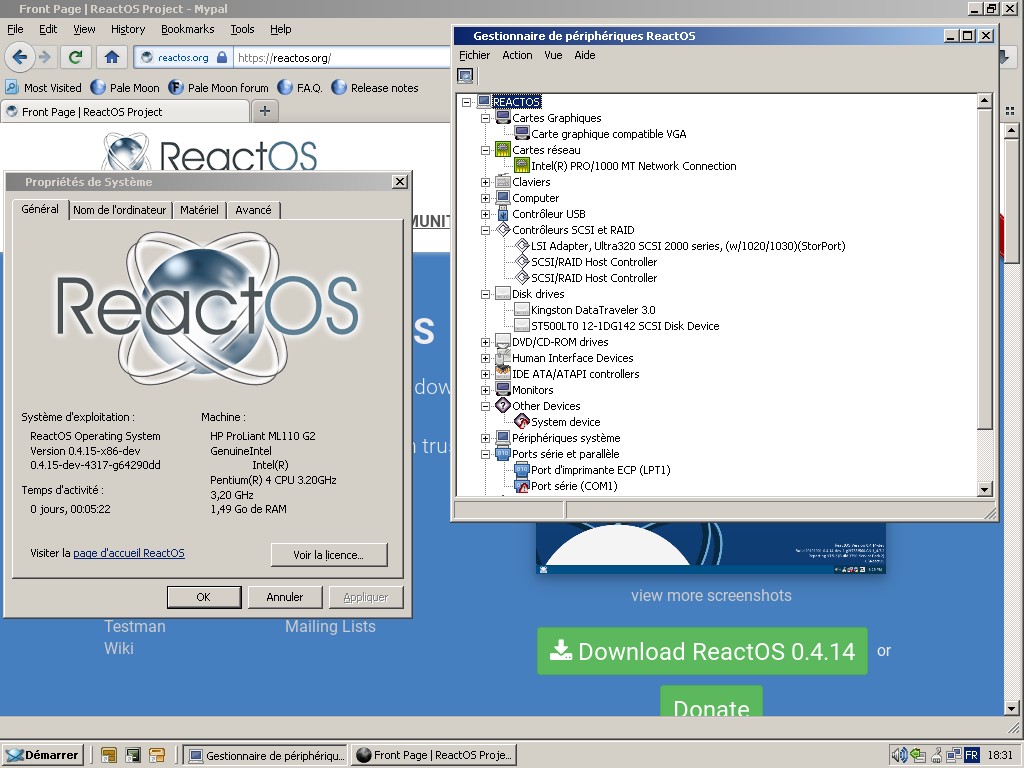 ReactOS on Twitter: "#ReactOS installs and runs on HP ProLiant ML110 G2! Hard drive is SATA. By ...