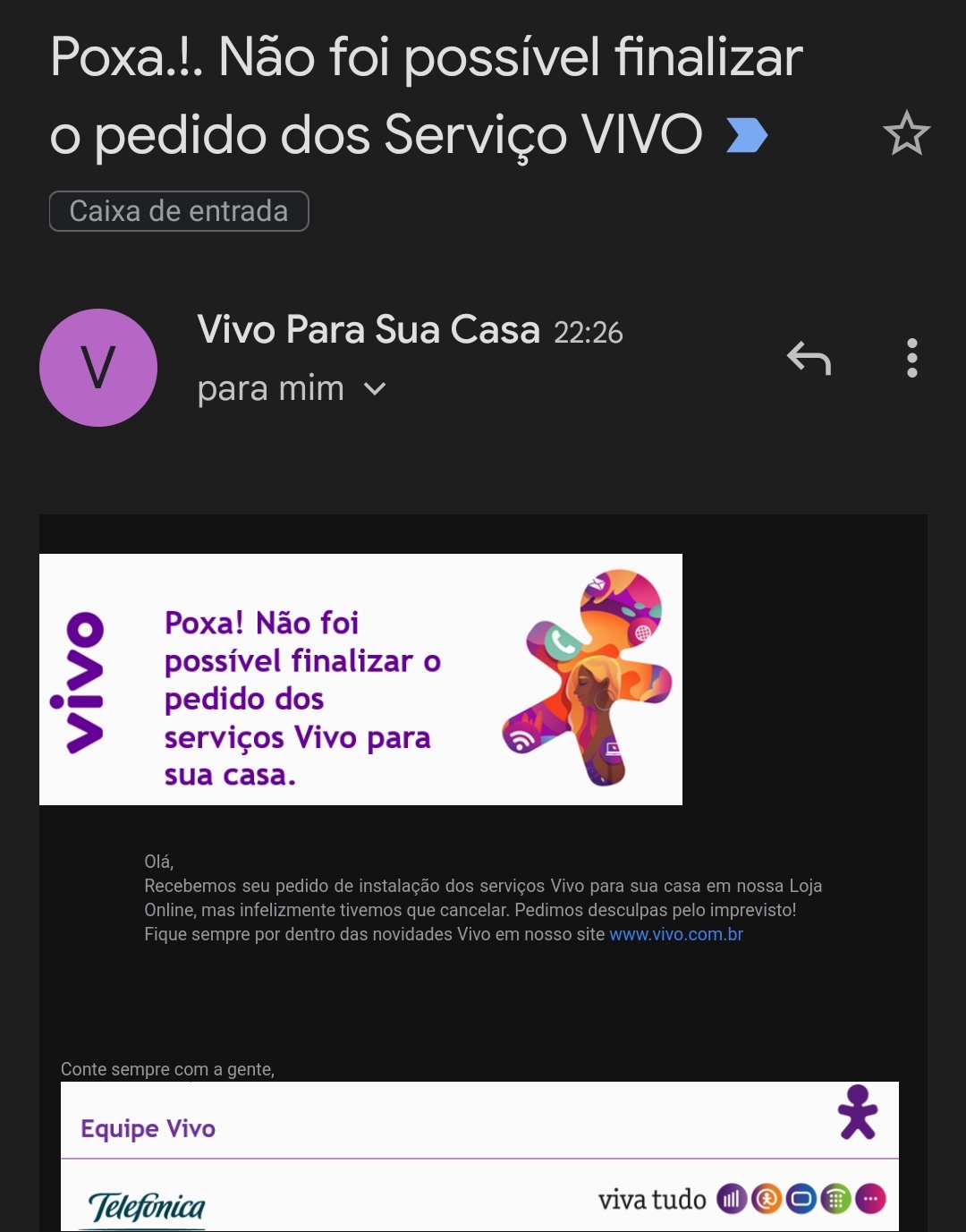 Vitor Vilela on Twitter: "Aí por coincidência aparece publicidade da @vivobr, diz que aceita meu ...