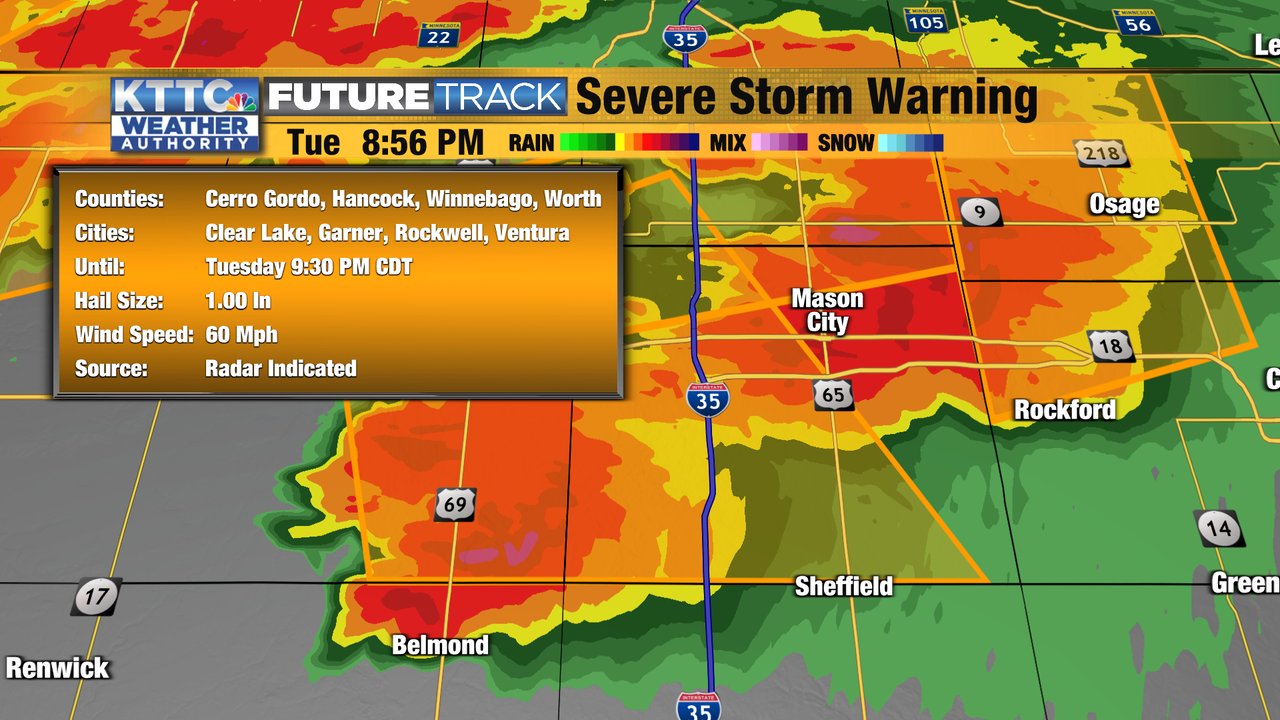 KTTC Weather Authority on Twitter: "**Severe Thunderstorm Warning** has been issued for areas ...