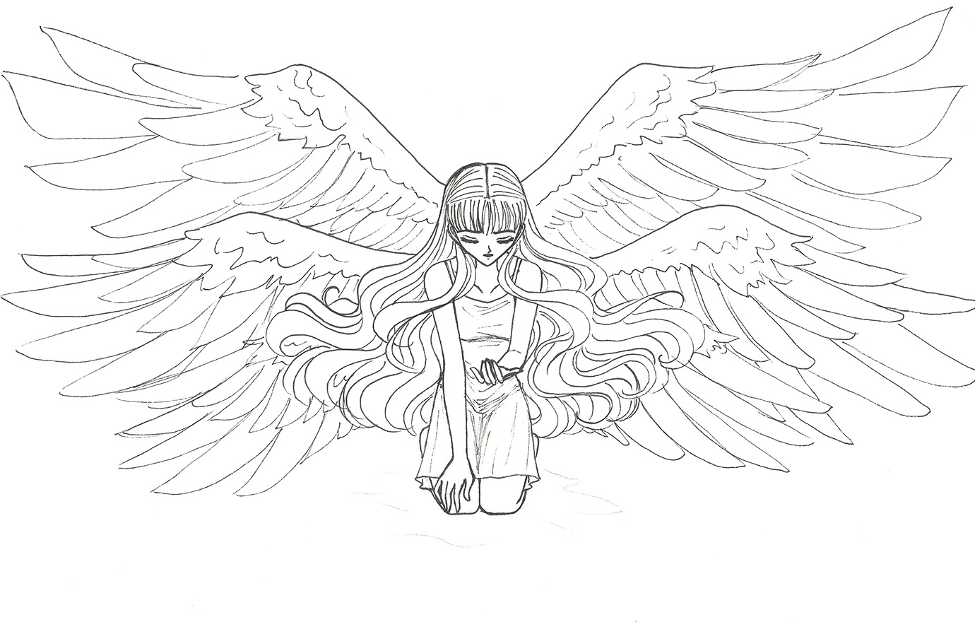Anime Angel Wings Drawing