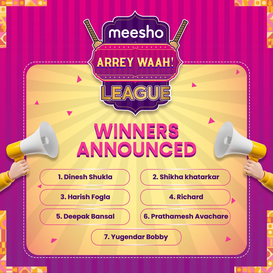 Meesho on Twitter: "Day 1 winners announced! 🤩 #Congratulations to the winners of the # ...