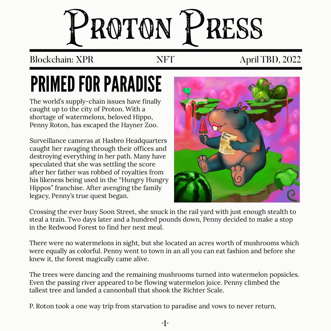 Proton Press NFT ⚛️ on Twitter: "006 - Special Edition 📰 @powerofsoon tomorrow 9AM EST 🔜 Winner ...