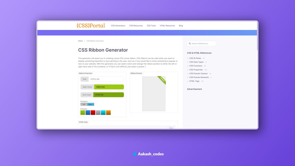 ⚡ 30+ CSS Code Generators ⚡ A Mega Thread 🧵⇩ - Thread from Aakash Rao @Aakash_codes - Rattibha