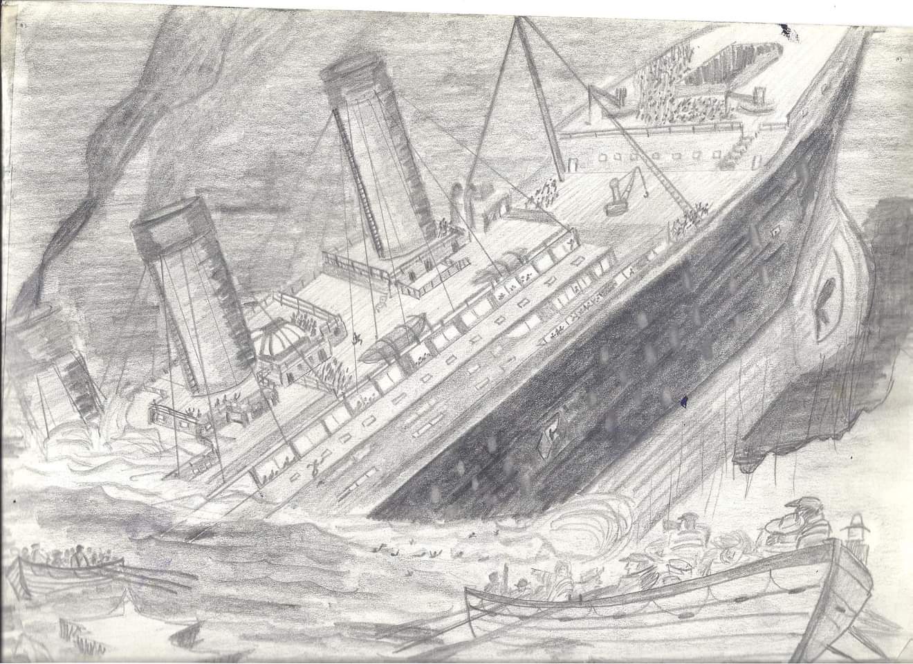 Titanic Ship Sinking Drawing