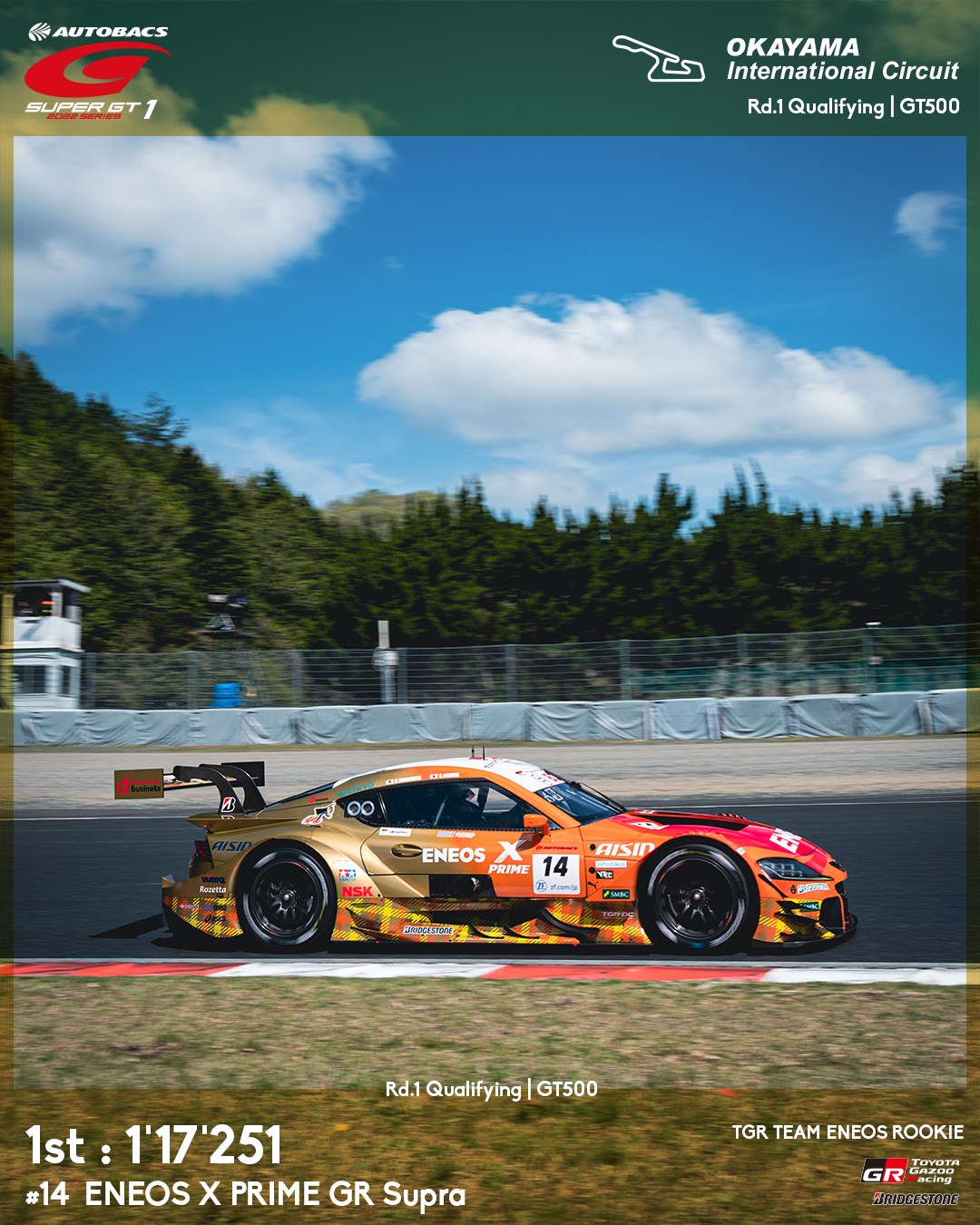 【公式】SUPER GT on Twitter: "GT500クラス ポールポジション🥇 No.14 ENEOS X PRIME GR Supra タイム：1’17.251 #SUPERGT ...