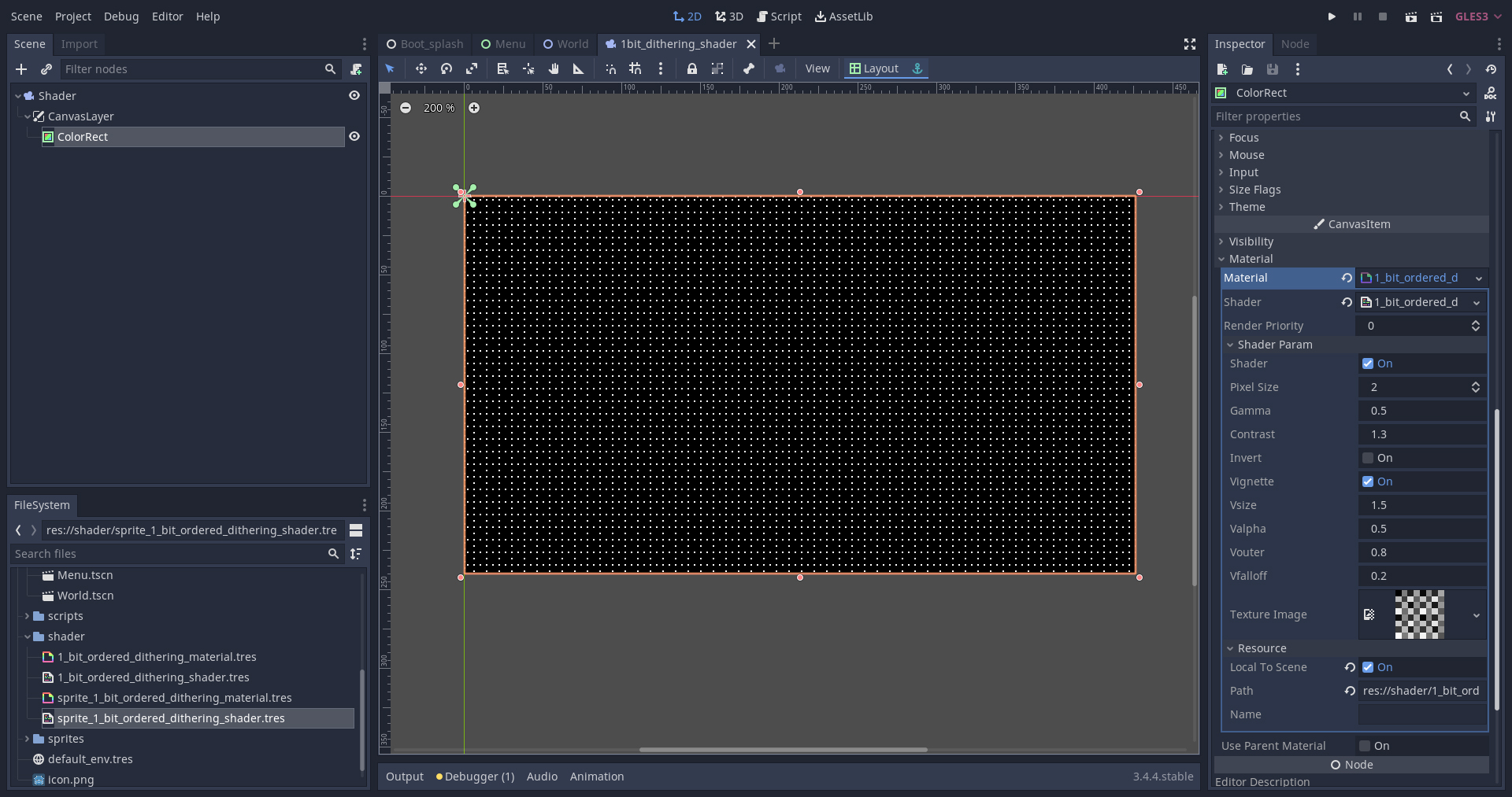 Shiriki on Twitter: "Working on the shader I have made this 1Bit Ordered Dithering shader if you ...