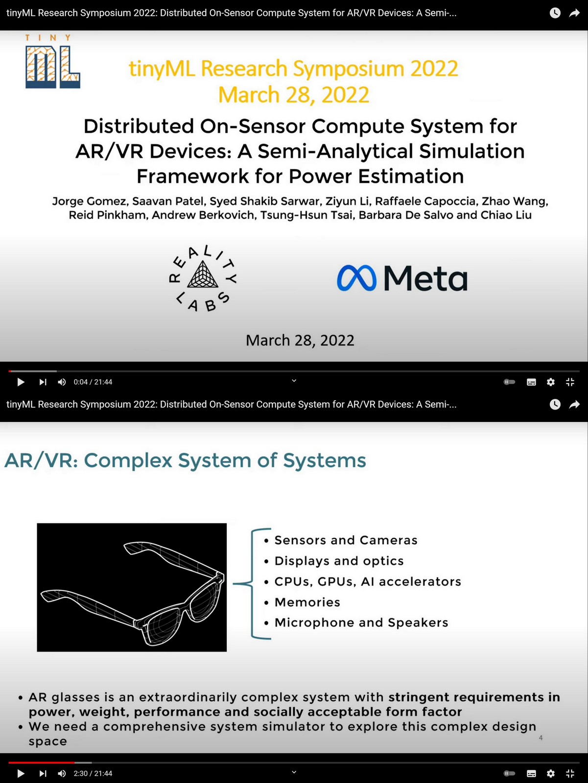 OGAWA, Tadashi on Twitter: "=> Distributed On-Sensor Compute System for AR/VR Devices, Meta ...