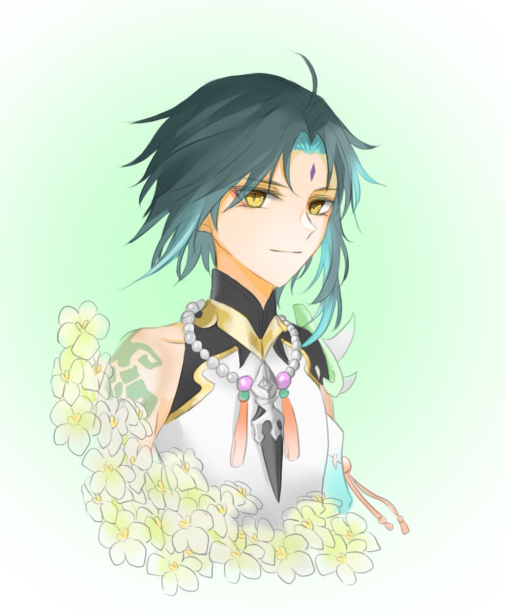 魈ショウ原神 「魈くん誕生日おめでとう 」楓のイラスト