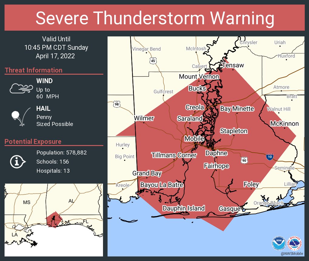 Nws Mobile On Twitter Severe Thunderstorm Warning Including Mobile Al