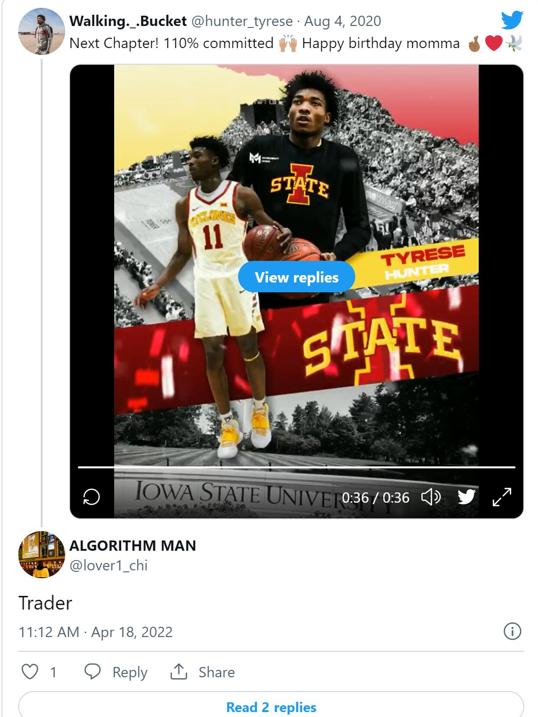 Message Board Geniuses on Twitter: "#IowaState fan is upset that Tyrese Hunter is transferring ...