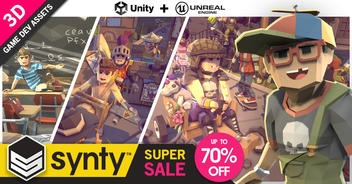 SyntyStudios on Twitter: "Ready to add a little mischief to your game? 😌 #POLYGON - Kids is 70% ...