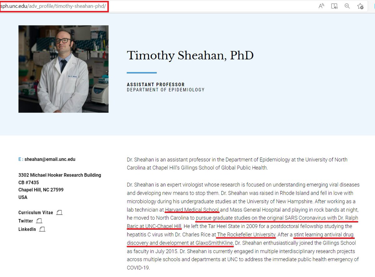 Dr. Ralph Baric and Dr. Timothy Sheehan in a 2017 University of North ...