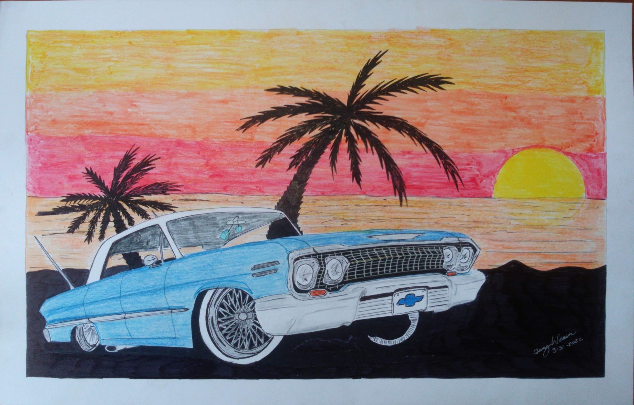 Lowrider Car Drawings In Pencil