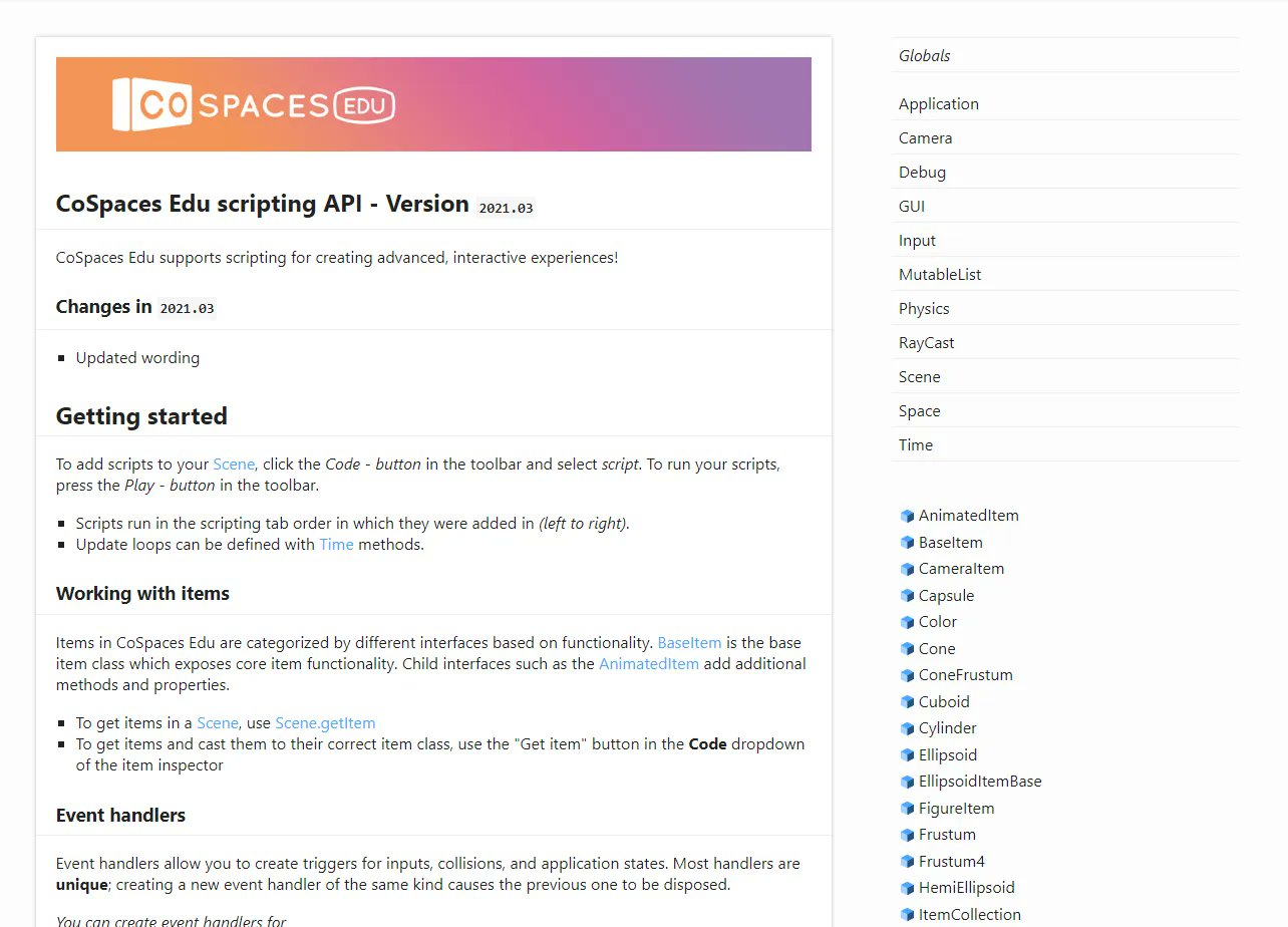 CoSpaces Edu on Twitter: "Check out CoSpaces Edu's #API if you're ...