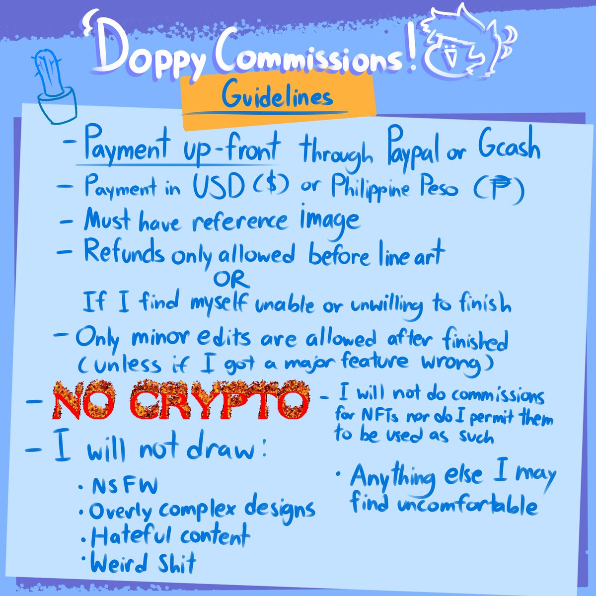 Doppy's comms are OPEN (0/3) on Twitter: "I am opening c0mms again! Prices are increased due to ...