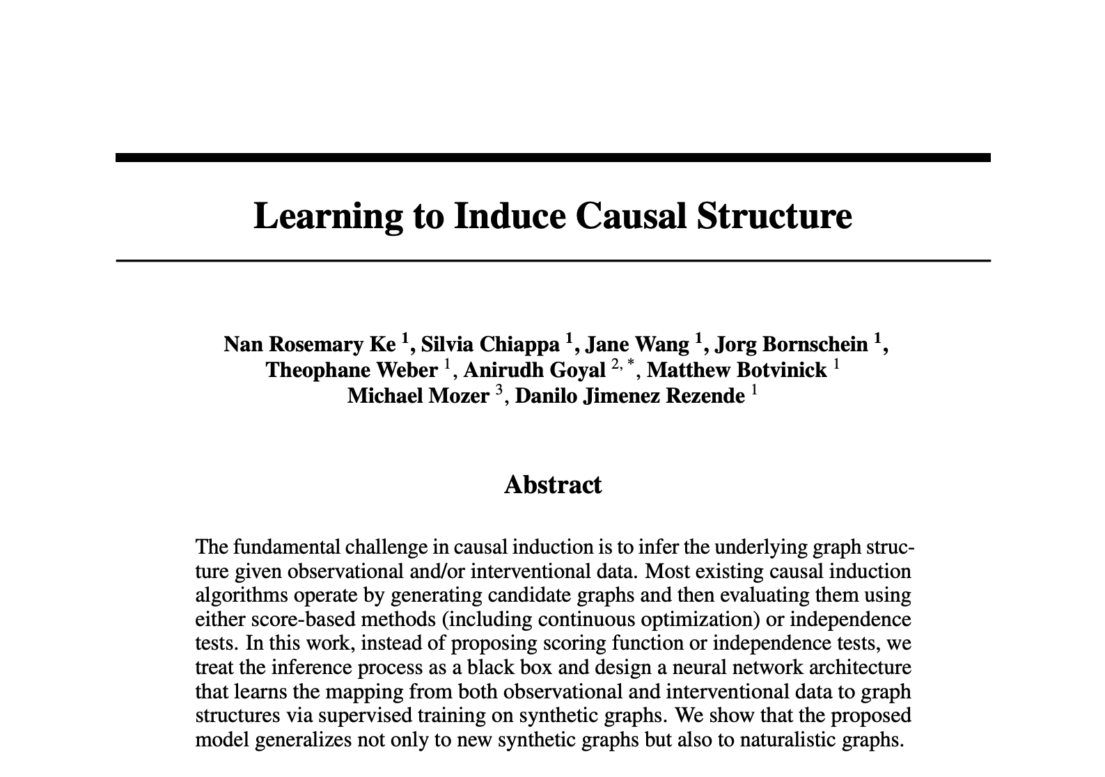 Nan Rosemary Ke on Twitter: "Supervised causal induction: In this work, we learn to induce ...