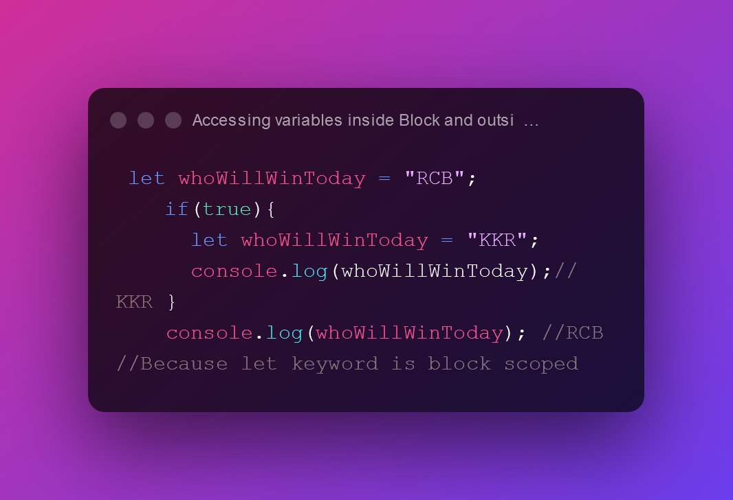 Master JavaScript. - Topic 6 var vs let vs const 🤯 Explained: 🧵 ...