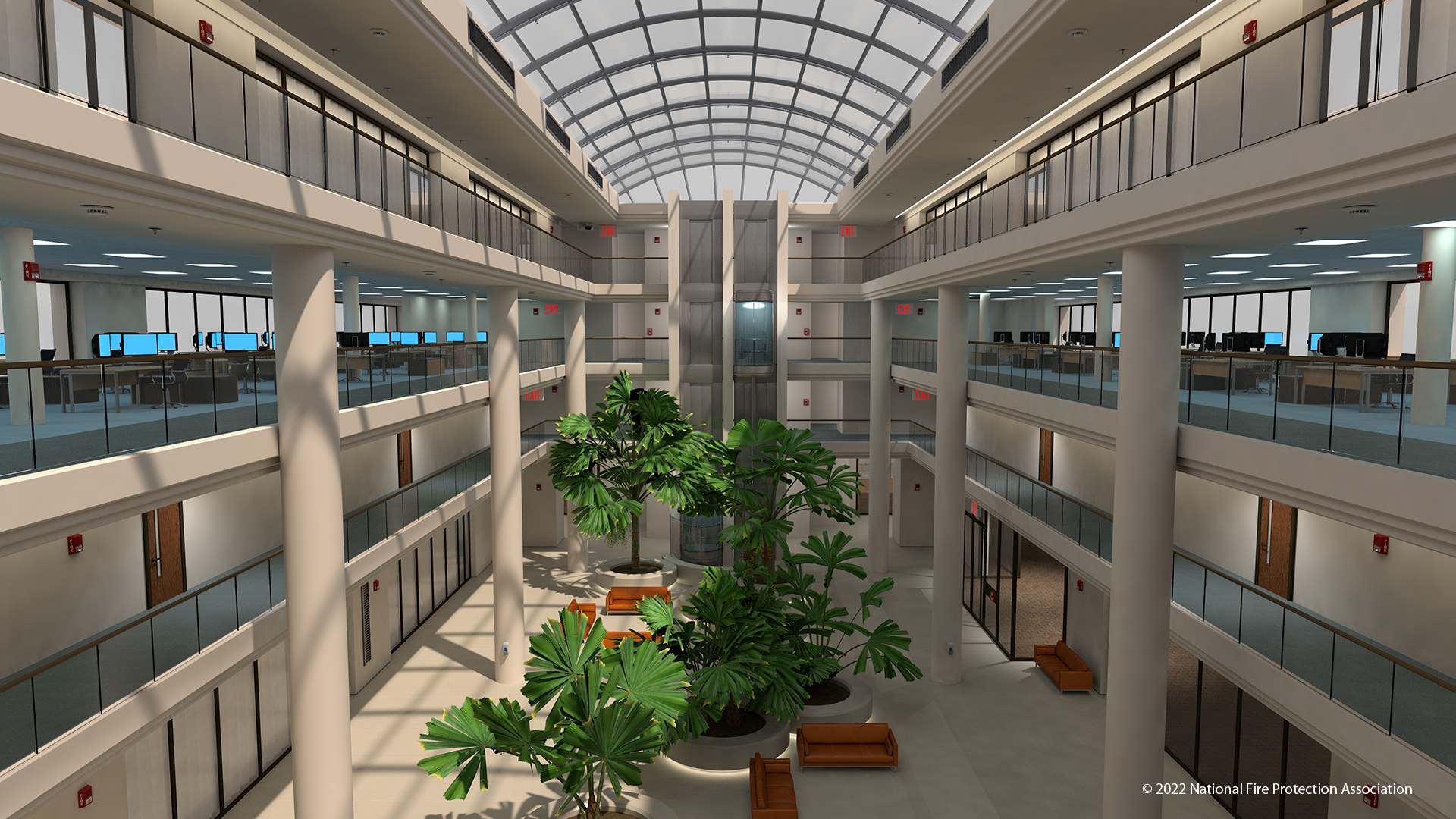 Open Atrium Architecture Modern University Atrium With Students And