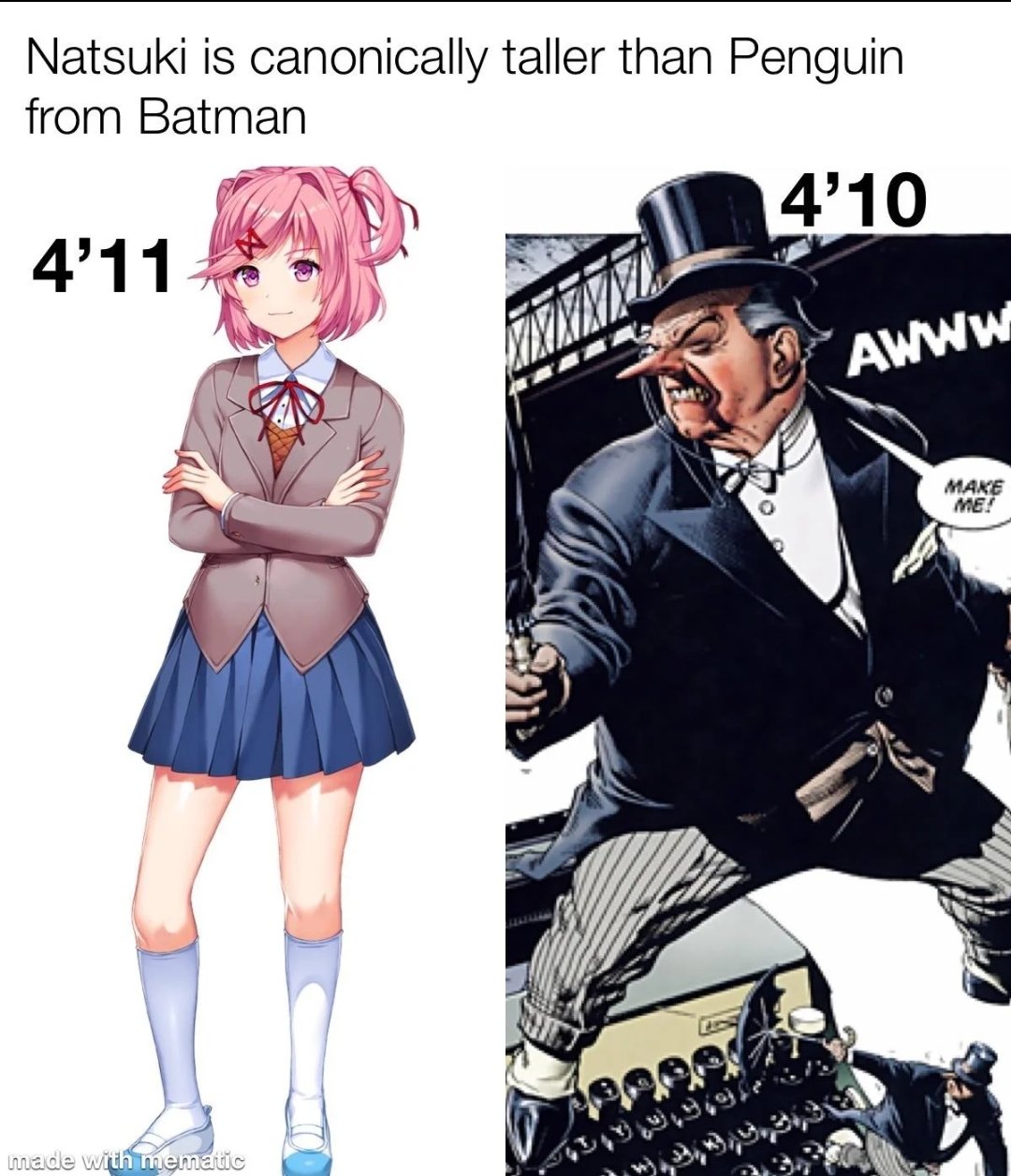 Doki Doki Shitpost Club on Twitter: "Imagine being shorter than natsuki #ddlc #DDLC #MEMES https ...