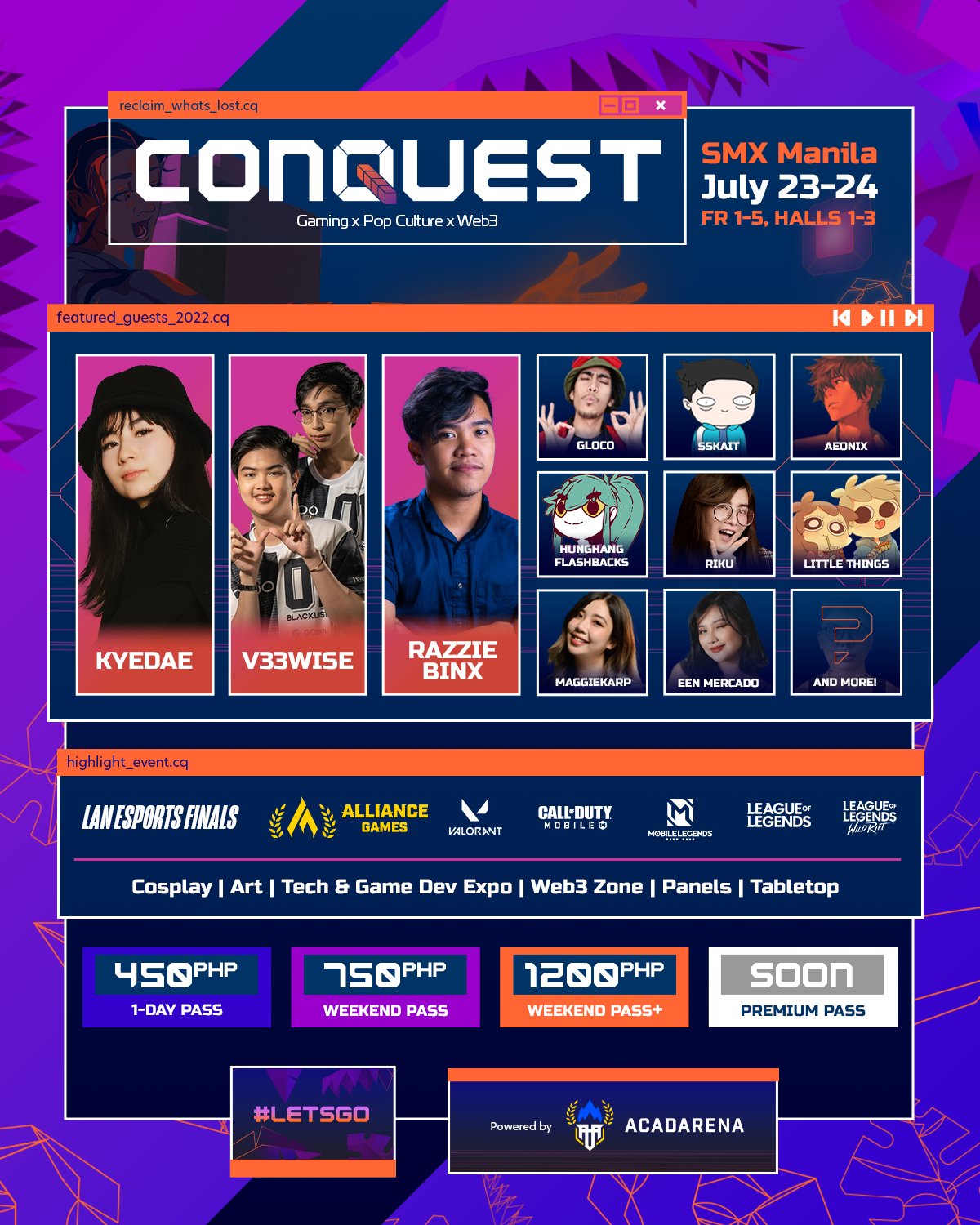 AcadArena on Twitter: "🇵🇭 #LetsGo and experience @CONQuestPHL, the Philippines' most epic Gaming ...