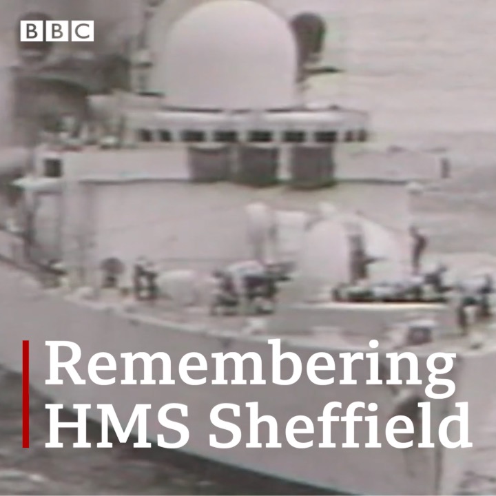 Royal Navy destroyer HMS Sheffield was hit by an Argentinian missile ...