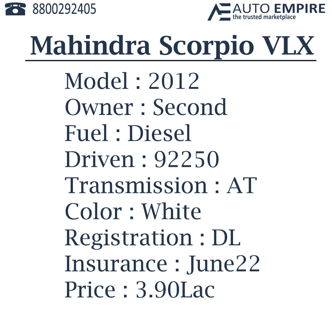 Mahindra Scorpio Vlx White