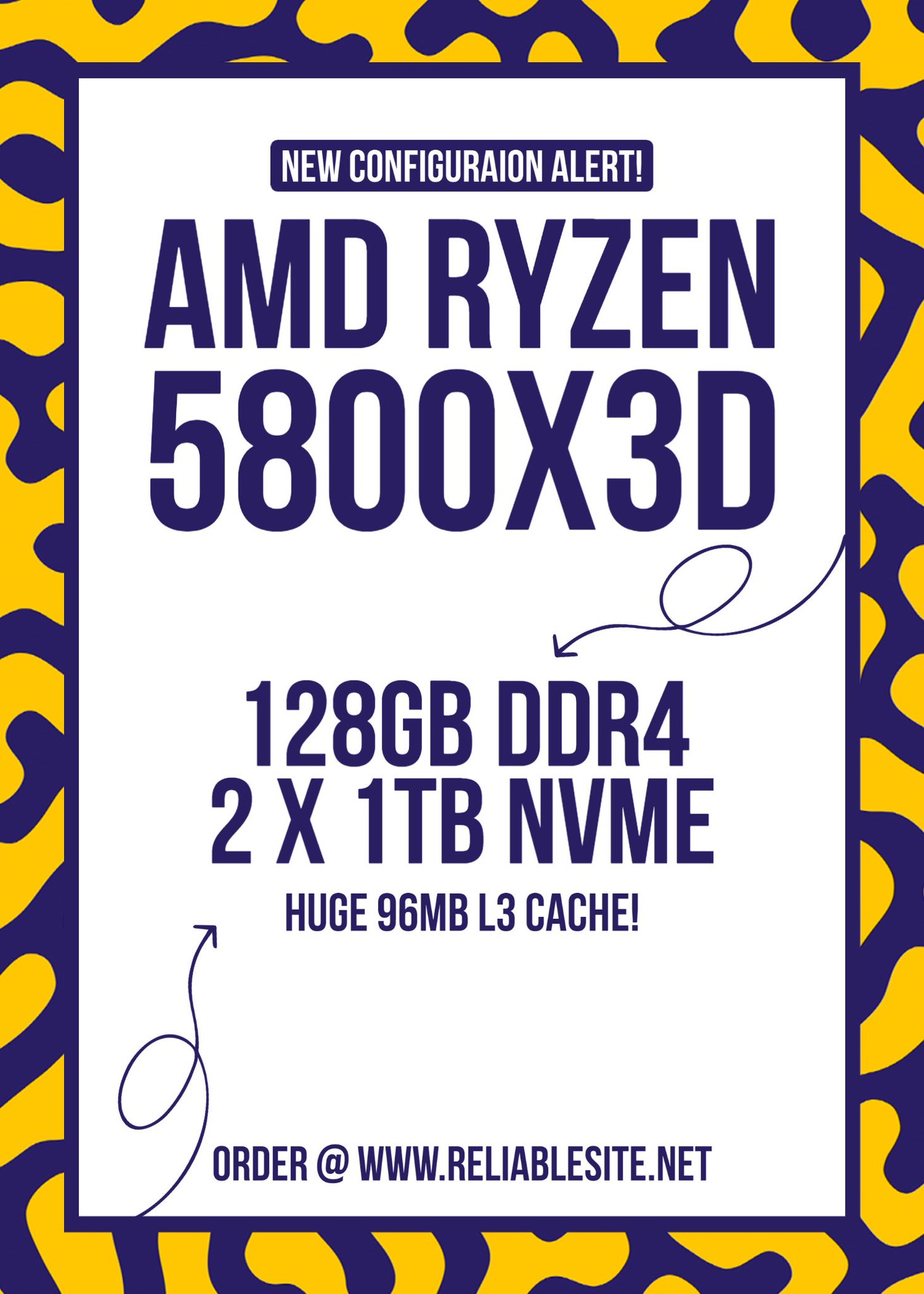 ReliableSite Hosting on Twitter: "The BRAND NEW 5800X3D with a massive 96MB of L3 cache is NOW ...