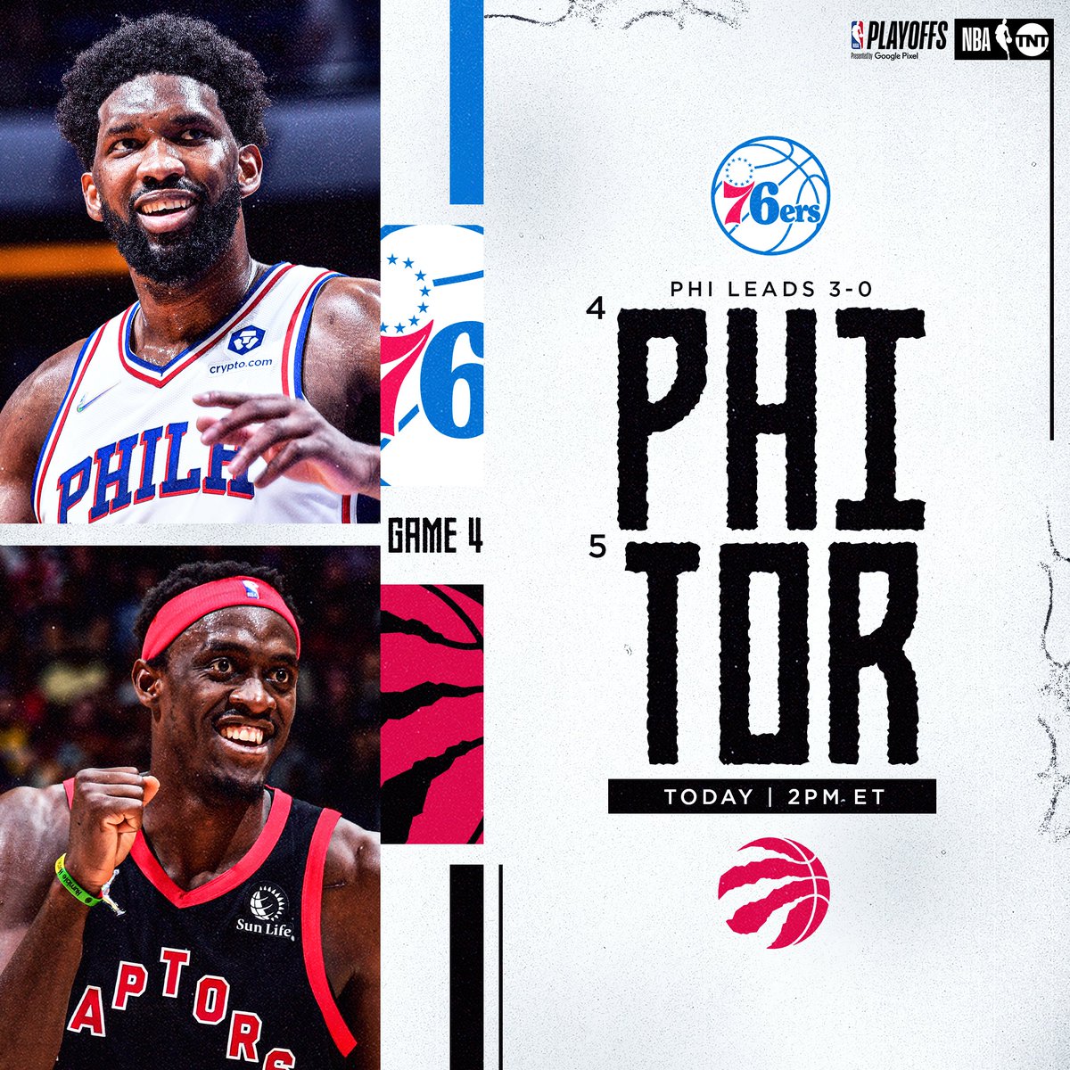 Game 4. Sixers lead the series 3-0. @sixers vs. @Raptors // 2pm ET 📺 # ...
