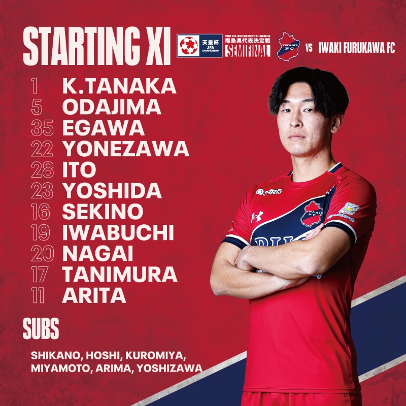 いわきFC on Twitter: " 𝐒𝐓𝐀𝐑𝐓𝐈𝐍𝐆 𝐋𝐈𝐍𝐄𝐔𝐏 #天皇杯 JFA第102回全日本サッカー選手権福島県代表決定戦 準決勝 vs #いわき古河FC 13:00 KICK ...
