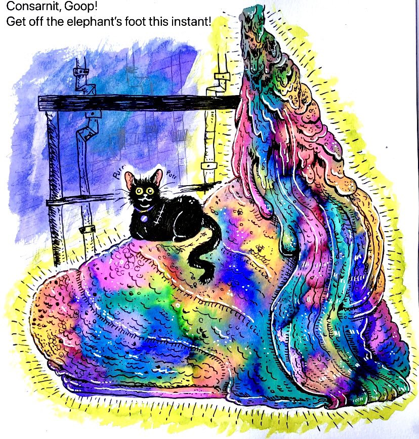 「Paintings of my cat Goop I made on scraps of paper at work 」Little ...