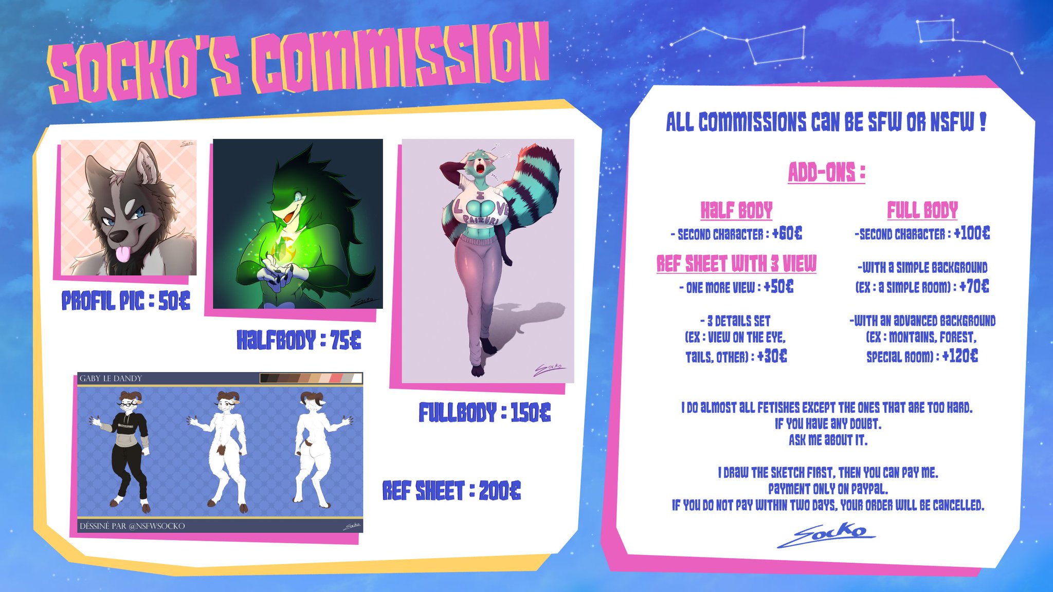 🐻🔞SockoDrawing🔞🐻 on Twitter: " My commissions are open ! 8 Slots available ! If you have any ...