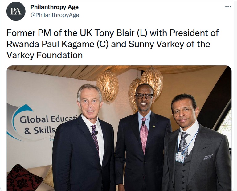 "British Prime Minister Tony Blair (R) smiles with his Slovenian counterpart Anton Rop 23 June ...