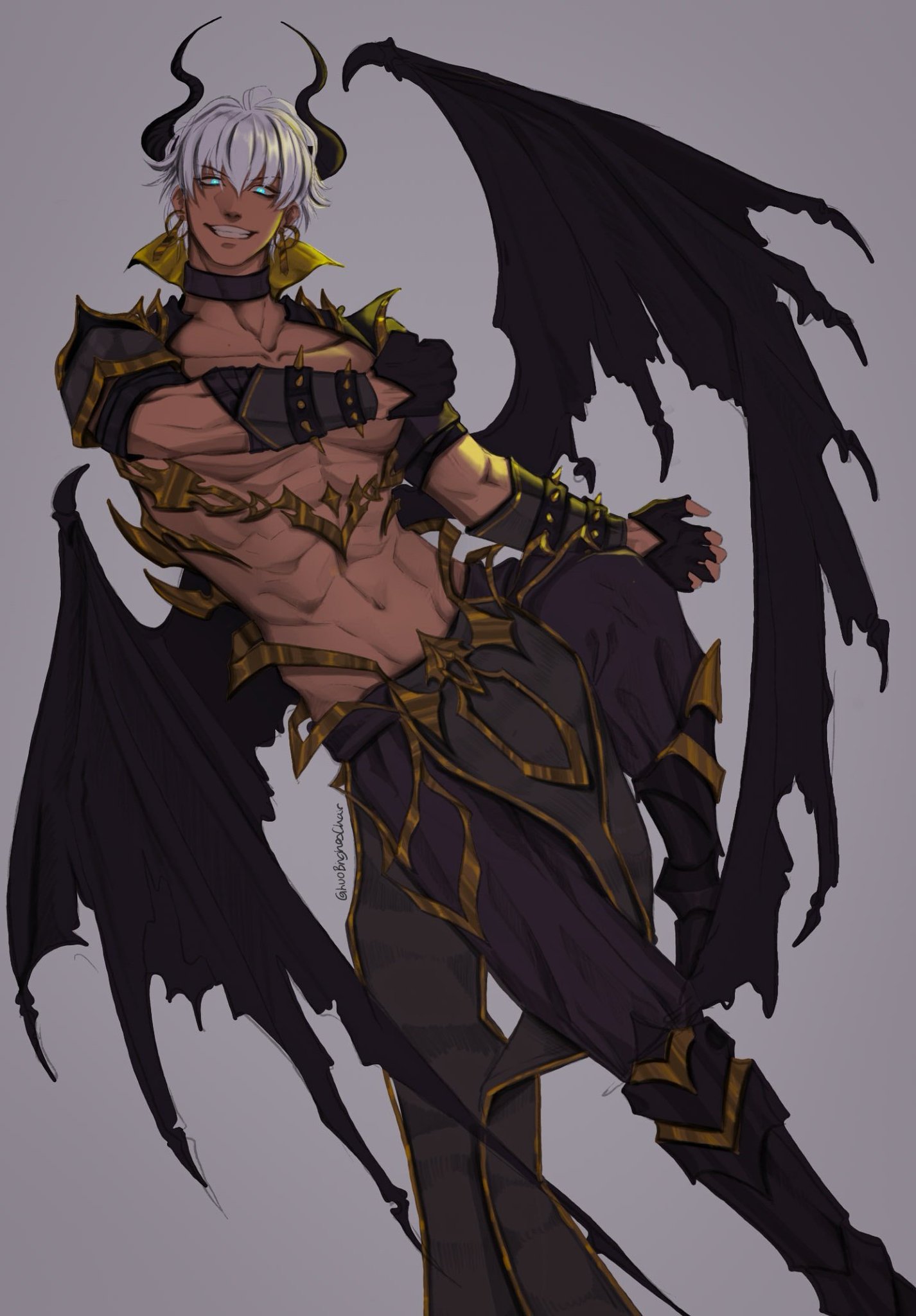 🌸alexa🌸 on Twitter: "I played around with Mammon's demon design a bit🌝💛 #obeyme #obeymemammon ...