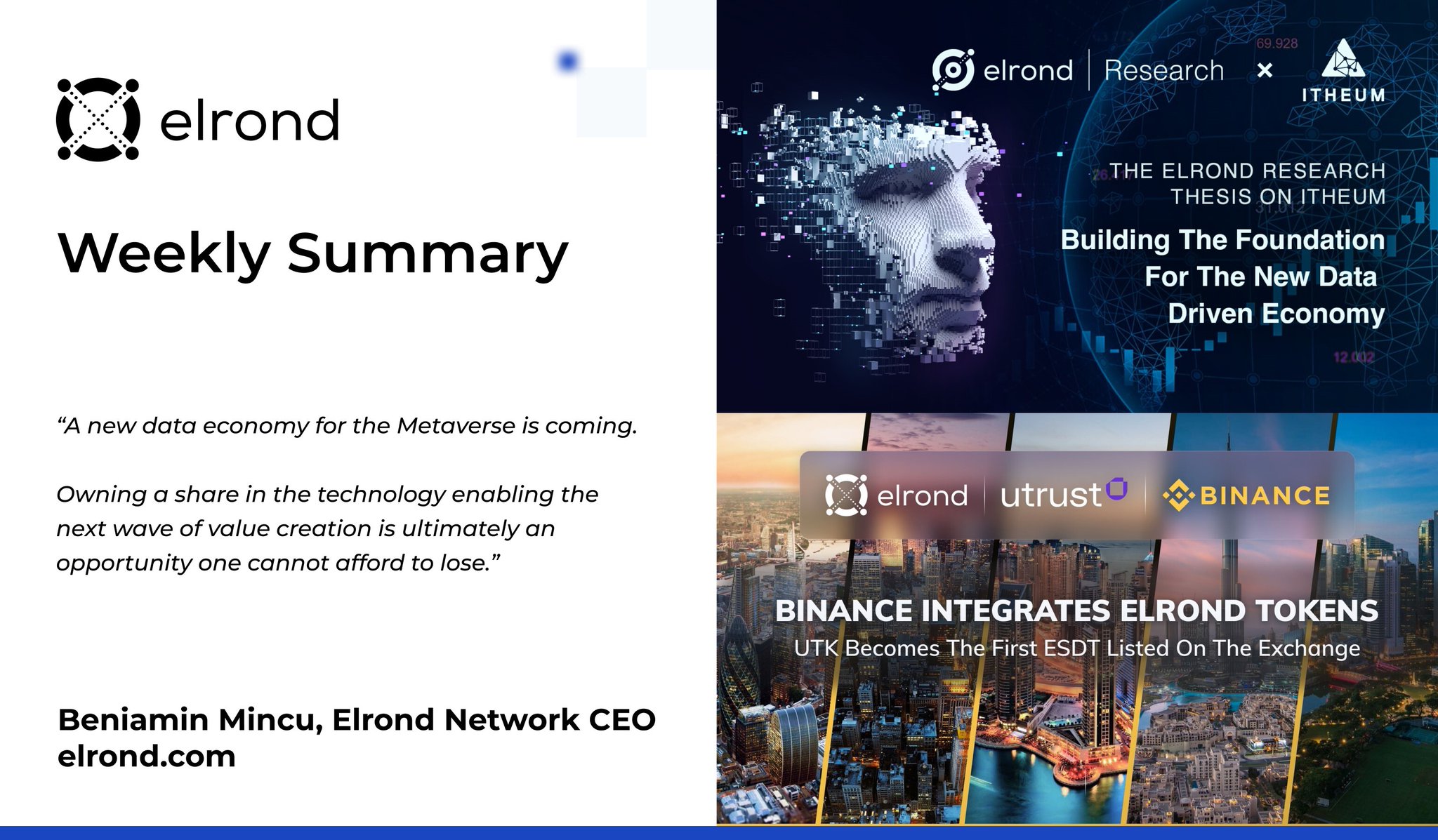 MultiversX (Previously Elrond) on Twitter: "Last week in $EGLD 👇 1/ 📊 @Itheum listing process ...