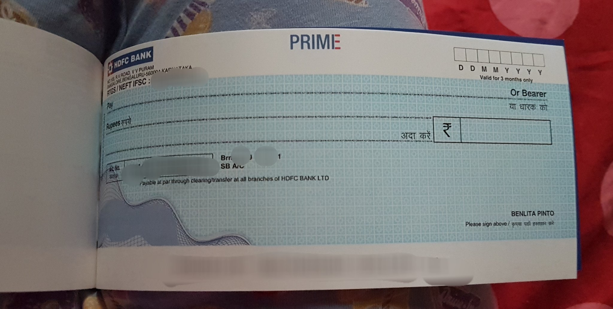 Hdfc Cheque Book