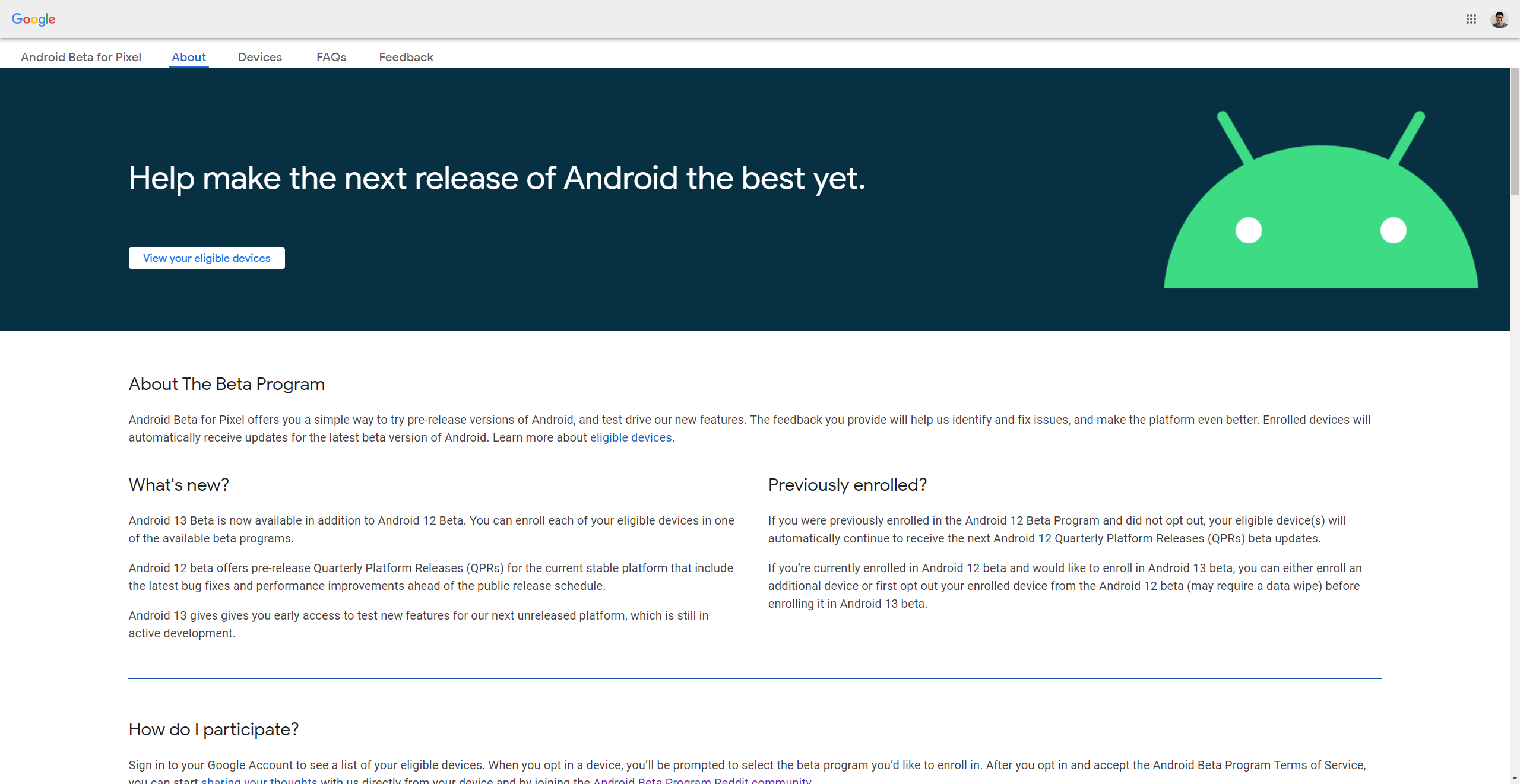 Mishaal Rahman on Twitter: "Google's running two beta programs simultaneously: the Android 13 ...