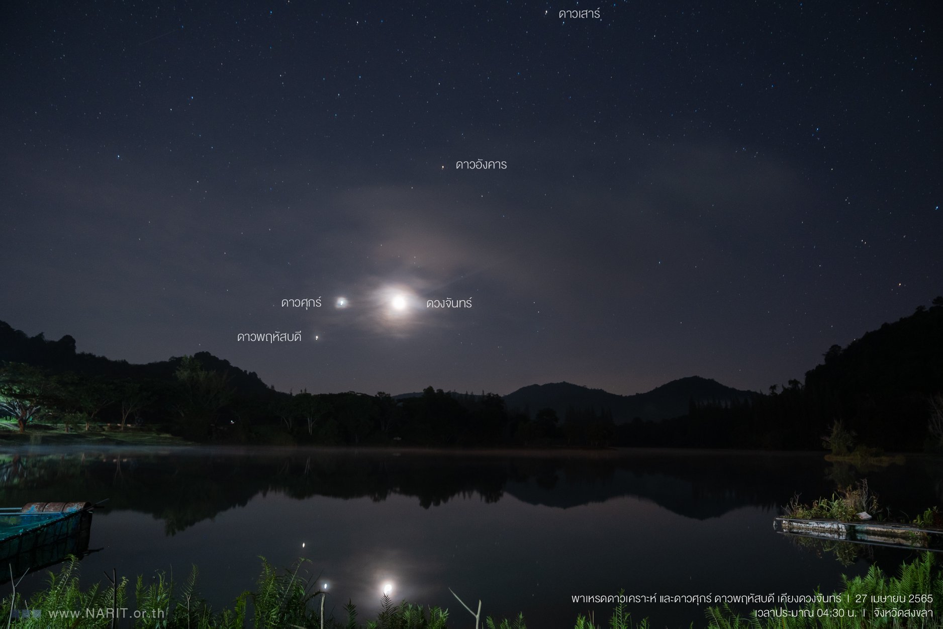 NARIT on Twitter: "27 เมษายน 2565 พาเหรดดาวเคราะห์ + ดาวศุกร์และดาวพฤหัสบดีเคียงดวงจันทร์ จาก ...