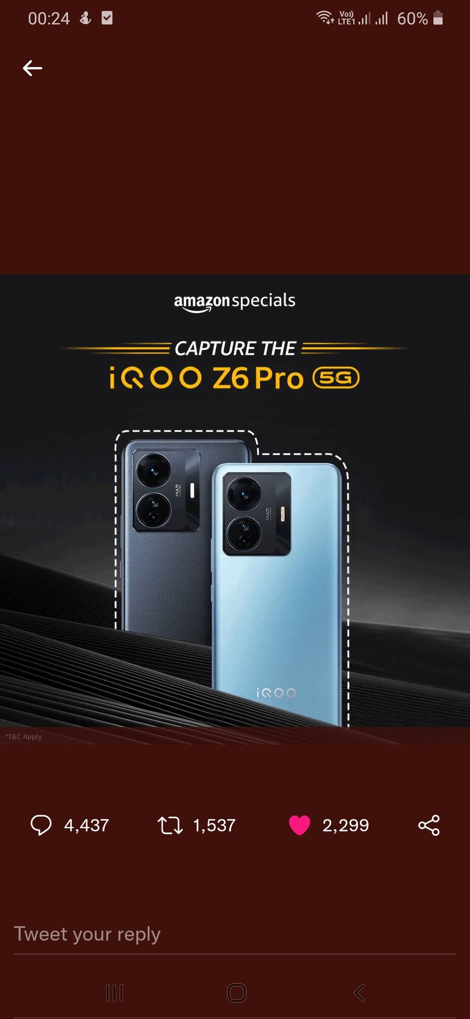 Saheli Dikpati on Twitter: "@amazonIN Captured The iQOO Z6 Pro 5G #iQOOZ6Pro5GOnAmazon # ...
