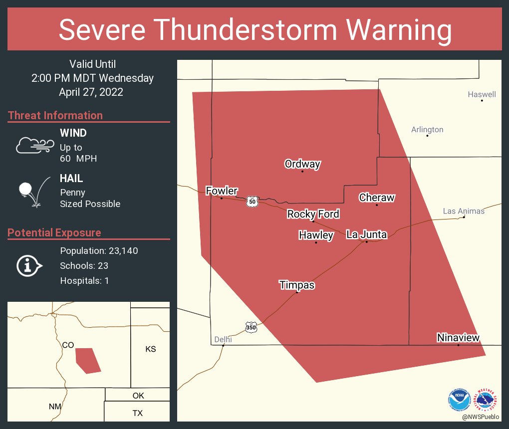 Nws Pueblo On Twitter Severe Thunderstorm Warning Continues For La