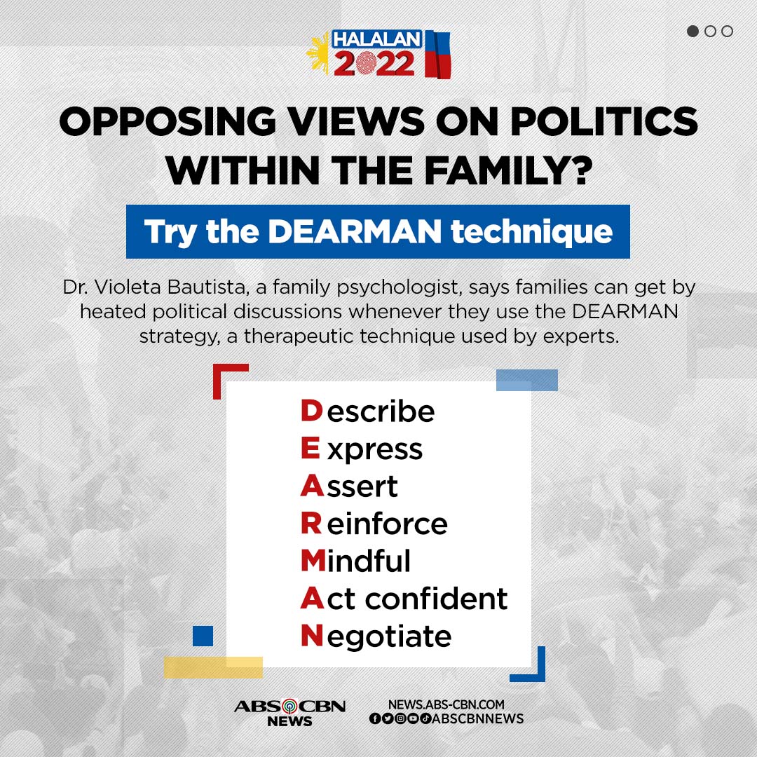 ABS-CBN News on Twitter: "How do you deal with opposing political views in the family? DEARMAN ...